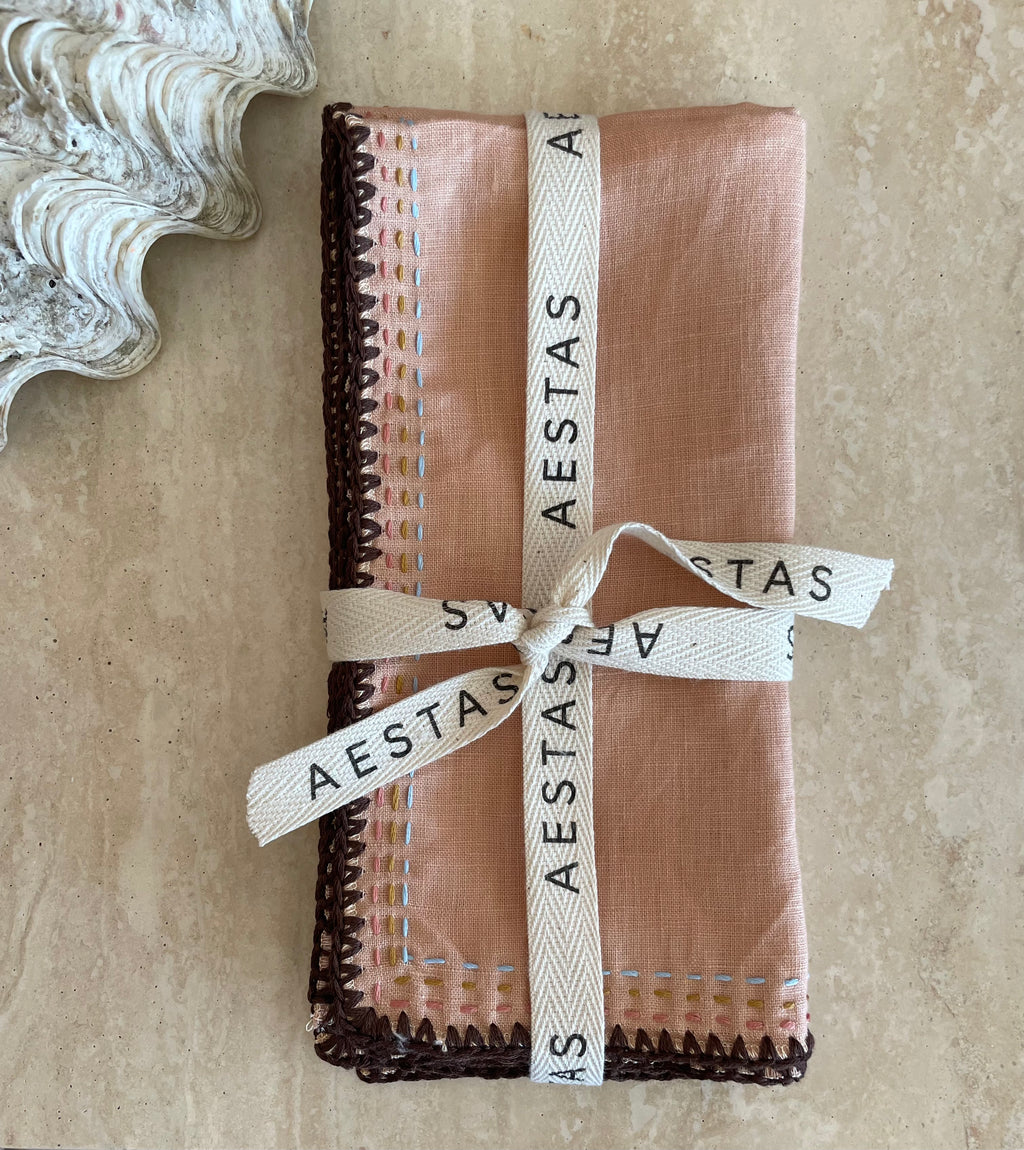 Aestas - Hand-stitched Linen Napkins in Desert Blush – AESTAS